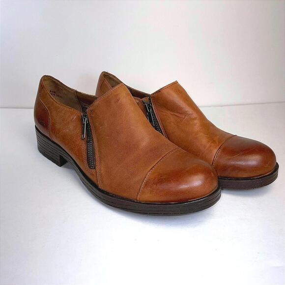 Born | Shoes | Boc Born Brown Leather Double Zip Cap Toe Bootie Size 85 ...